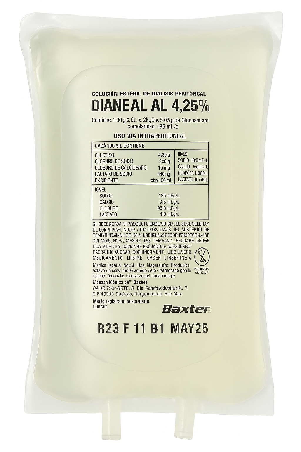 Baxter Solución para Diálisis Peritoneal con Dextrosa al 4.25% Dianeal ...